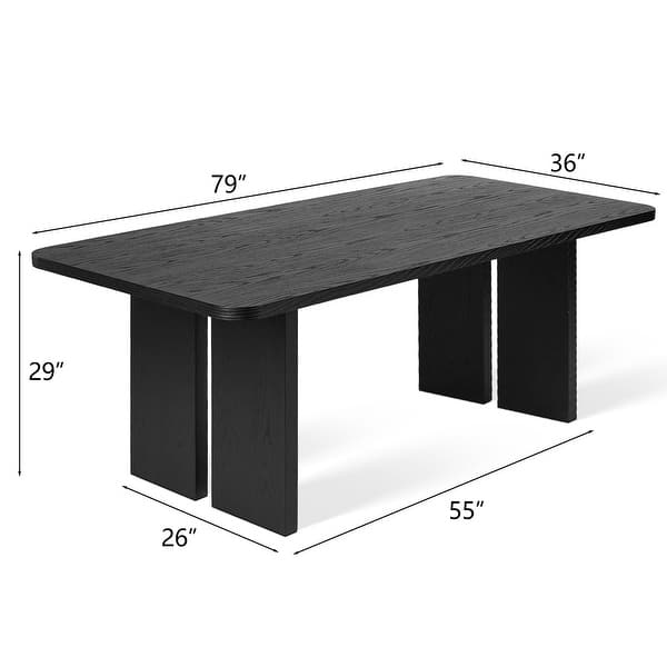 Japandi Style 79" Black Solid Oak Dining Table - Bed Bath & Beyond - 40706529